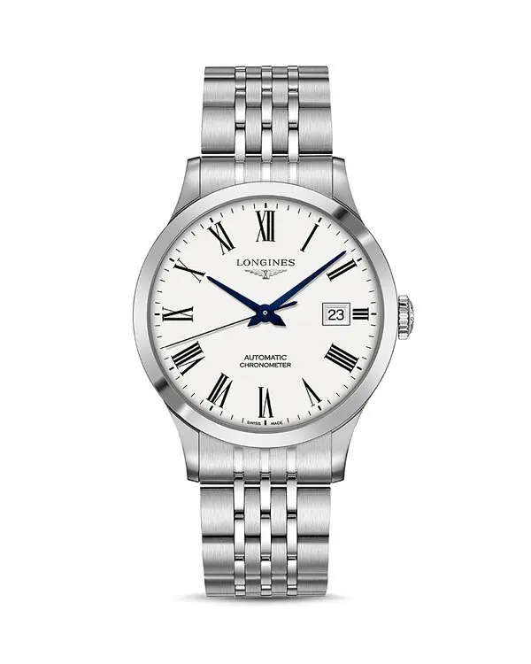 LONGINES Record 40mm Watch - White/silver