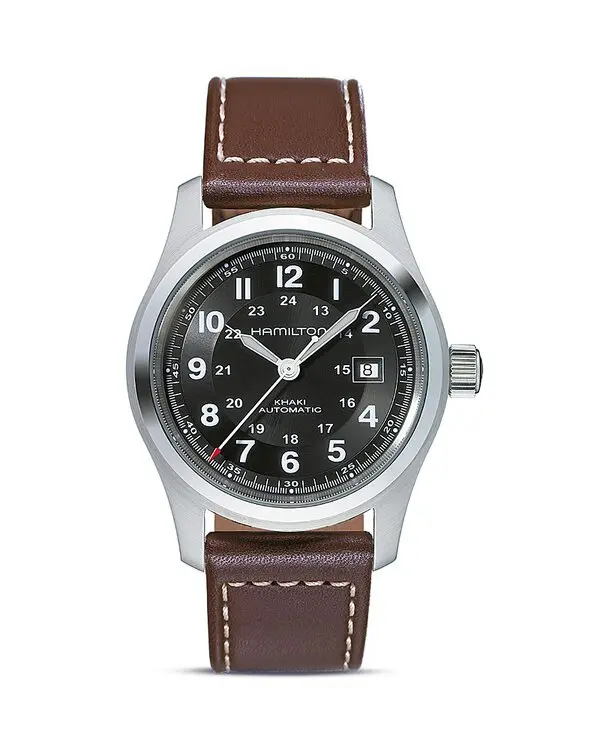 Hamilton Khaki Field Automatic 42mm Watch - Black/brown