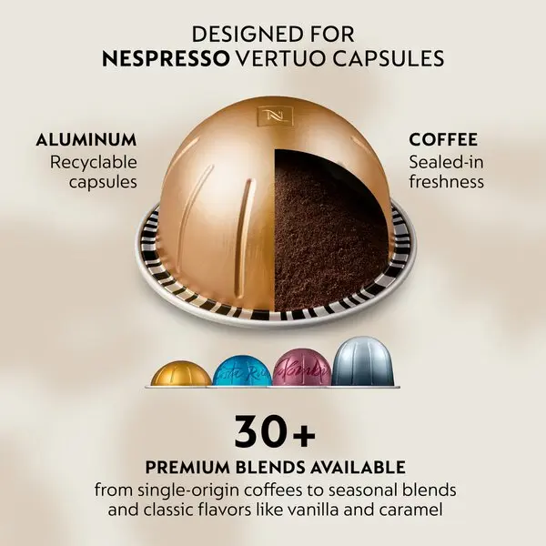NESPRESSO Vertuo Next Deluxe De'longhi With Aeroccino Milk Frother, Pure