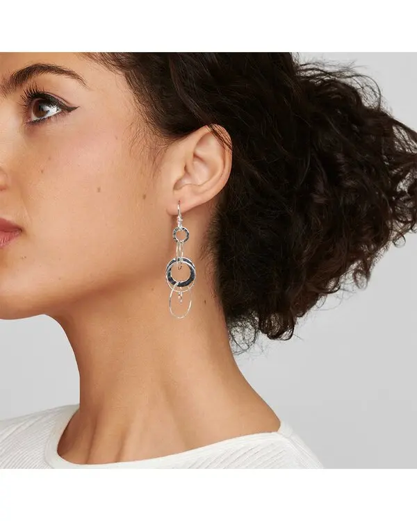 Ippolita Sterling Hammered Jet Set Hoop Earrings