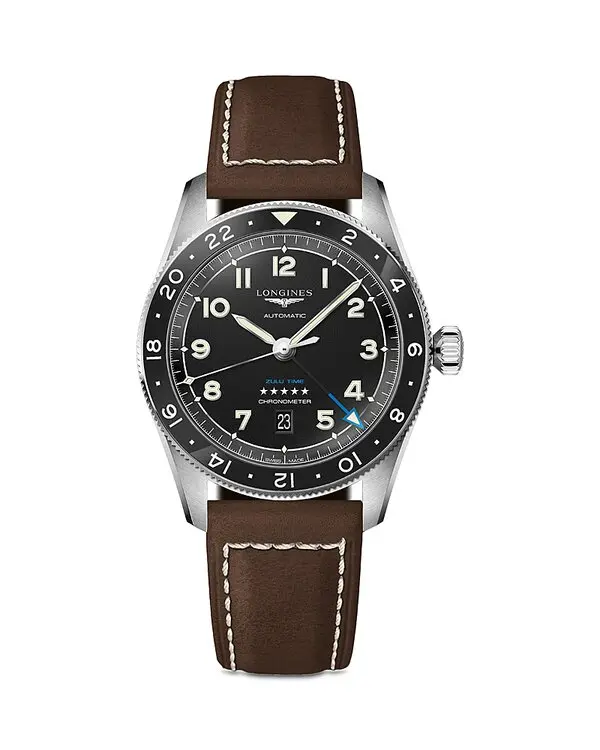LONGINES Spirit Zulu Time Gmt Chronometer 42mm - Black/brown