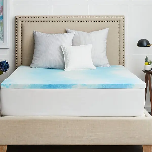 SEALY 2 Memory Foam Topper With Cover, Queen - Blue