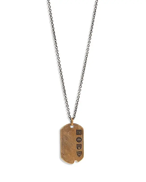 John Varvatos Artisan Dog Tag Pendant Necklace - Silver/brass