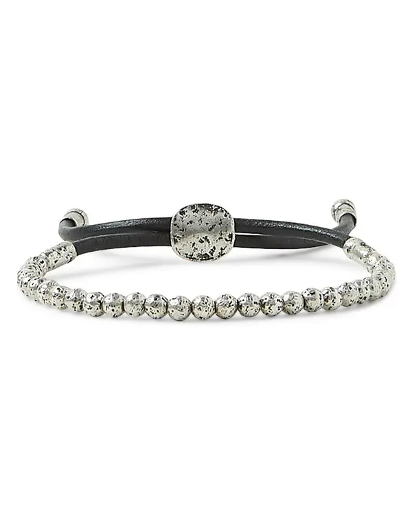 John Varvatos Sterling Silver Bolo Bracelet - Silver/black