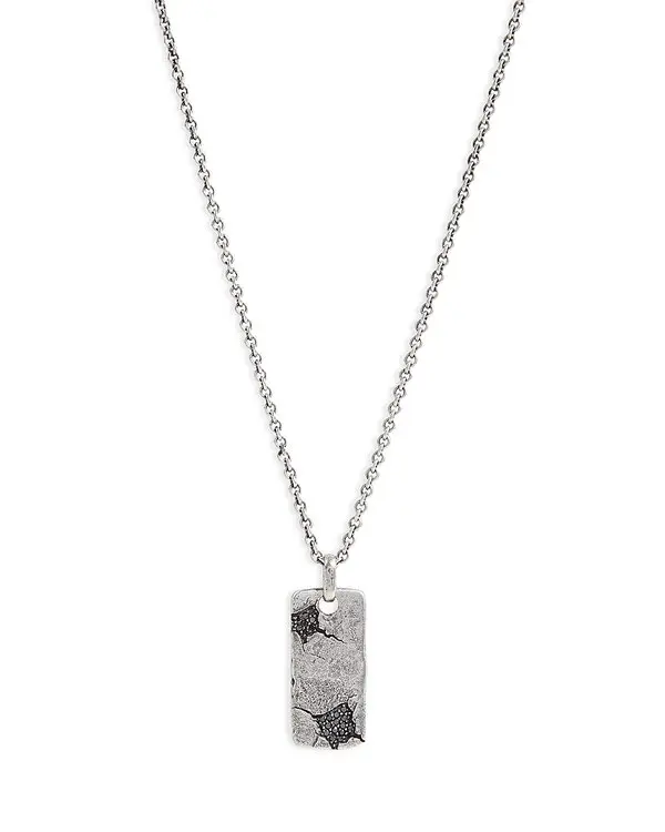 John Varvatos Sterling Black Diamond Dog Tag Pendant Necklace - Silver