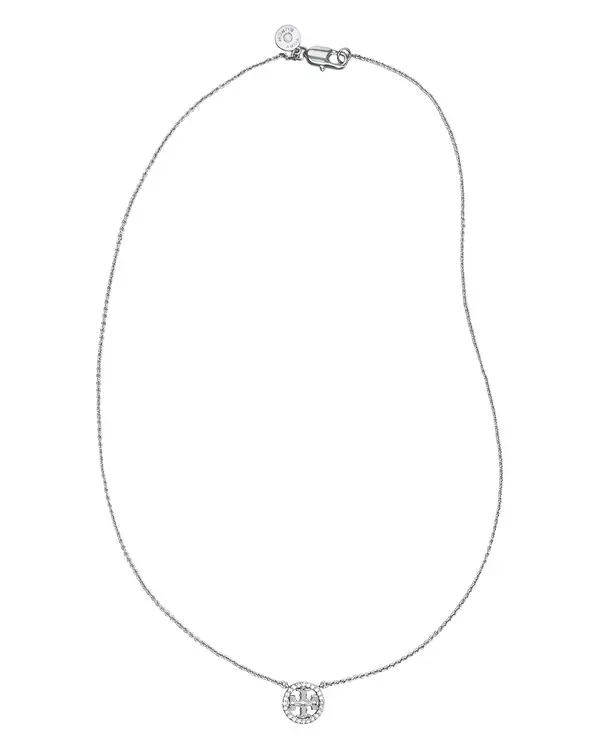 Tory Burch Crystal Circle Logo Necklace, 16 - Silver