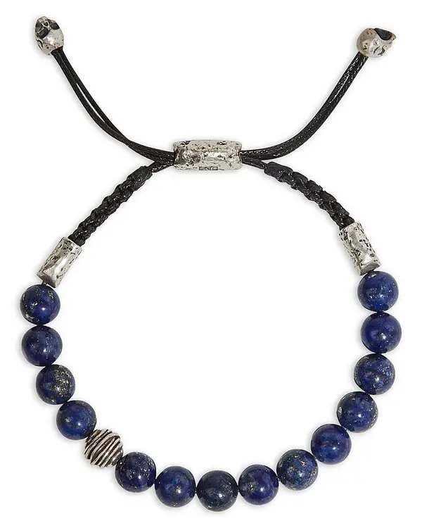 John Varvatos Sterling Silver Lapis Lazuli Bolo Bracelet - Blue/black