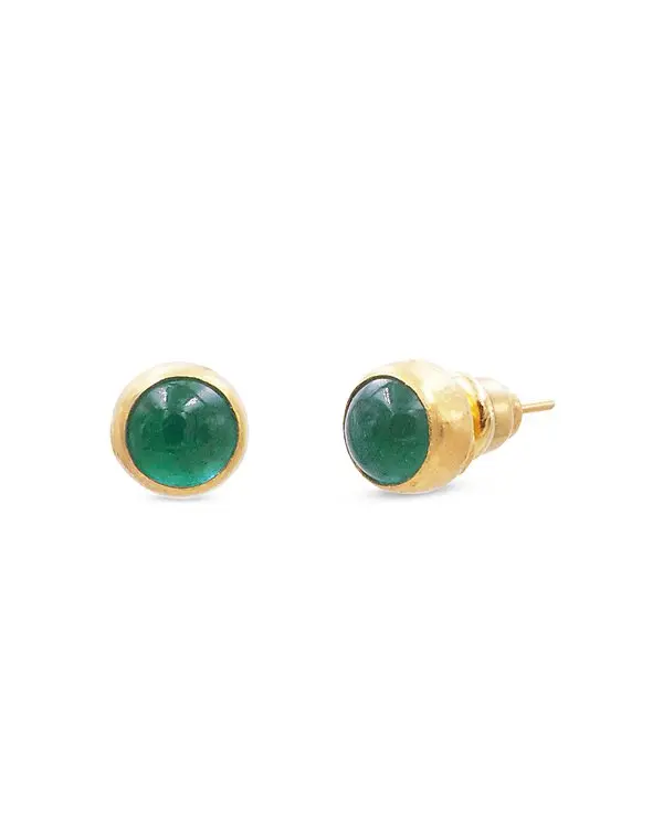 Gurhan 24k Yellow Gold Emerald Stud Earrings - Green/gold