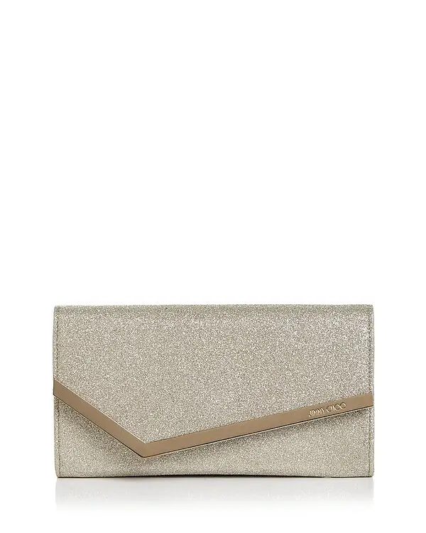 JIMMY CHOO Emmie Small Asymmetrical Clutch - Platinum Ice/gold