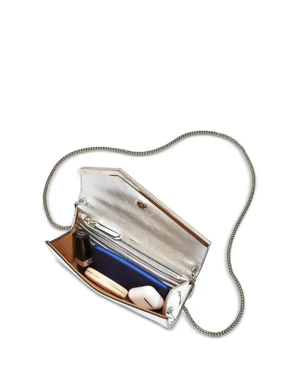 JIMMY CHOO Emmie Small Asymmetrical Clutch - Platinum Ice/gold