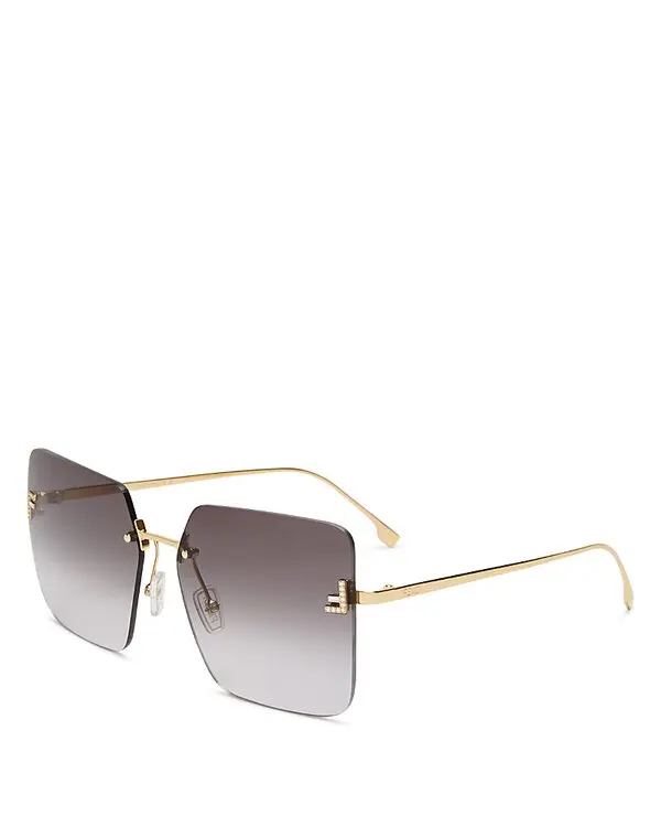 Fendi Rimless Square Sunglasses, 59mm - Gold/gray Gradient