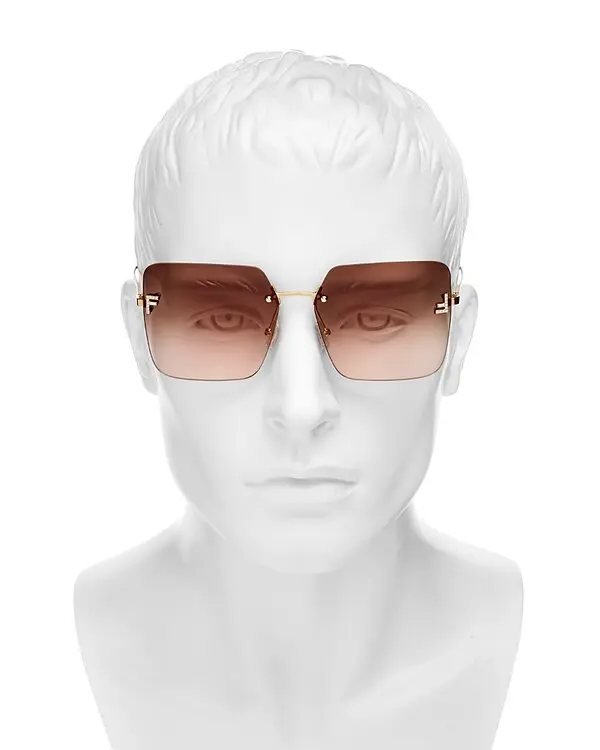 Fendi Rimless Square Sunglasses, 59mm - Gold/red Gradient