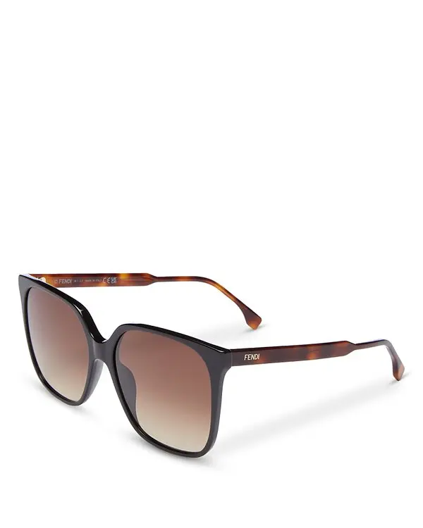 Fendi Square Sunglasses, 59mm - Black/brown Gradient
