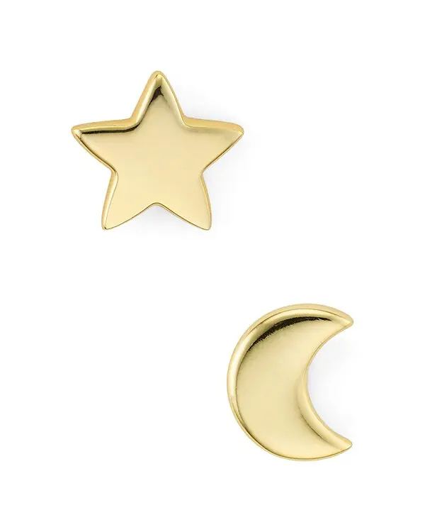 Argento Vivo Moon & Star Stud Earrings - Gold