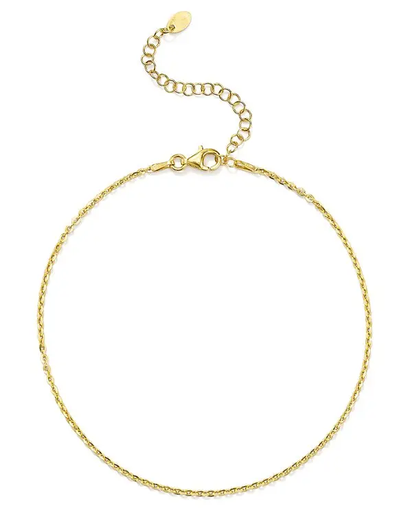 Argento Vivo Curb Chain Anklet - Gold