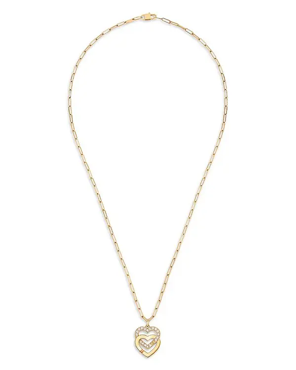 DINH VAN 18k Yellow Double Coeurs Diamond Pendant Necklace - Gold