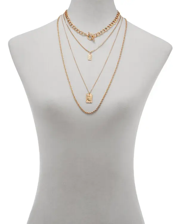 Aqua Four-layer Coin Pendant Necklace