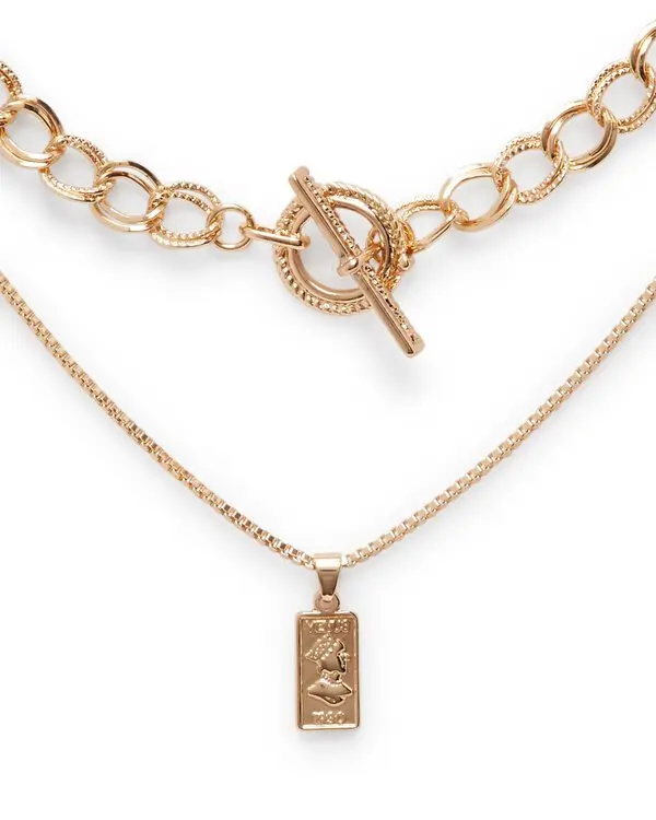 Aqua Four-layer Coin Pendant Necklace