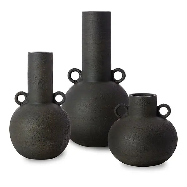 SURYA Acanceh Vase, Set Of 3 - Black