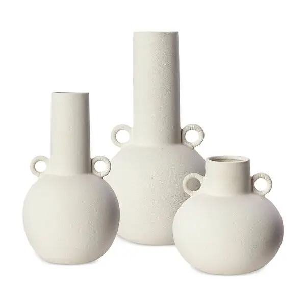 SURYA Acanceh Vase, Set Of 3 - White