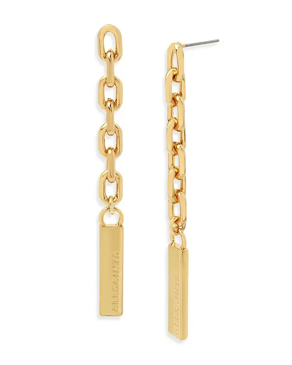 ALLSAINTS Logo Etched Chain Link Drop Earrings - Gold