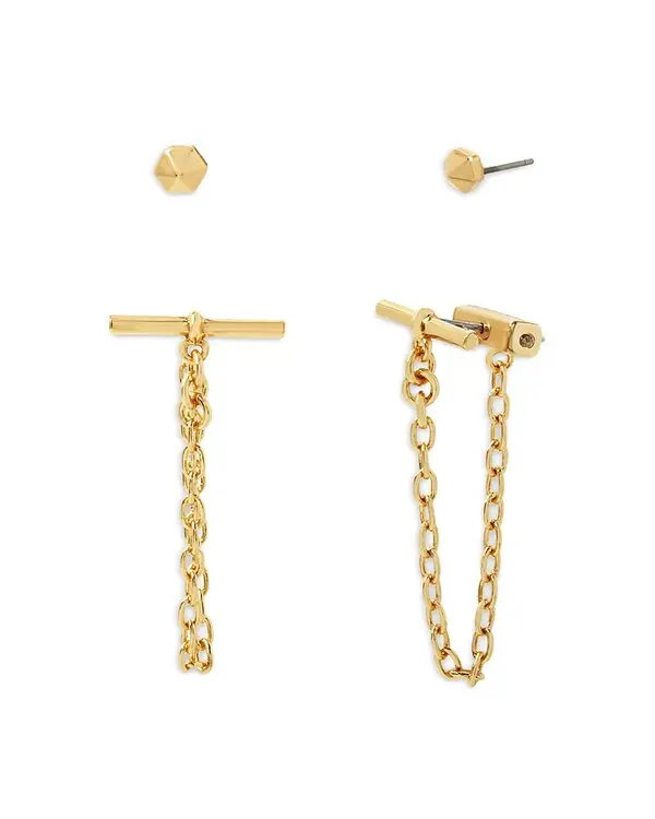 ALLSAINTS Stud And Toggle Earrings Set Of 2 - Gold