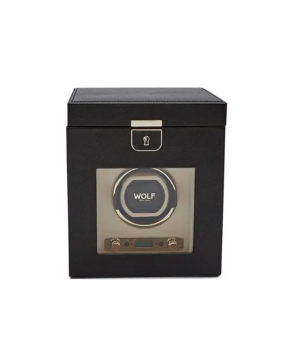 Wolf Palermo Single Watch Winder With Jewelry Storage - Black Anthracite