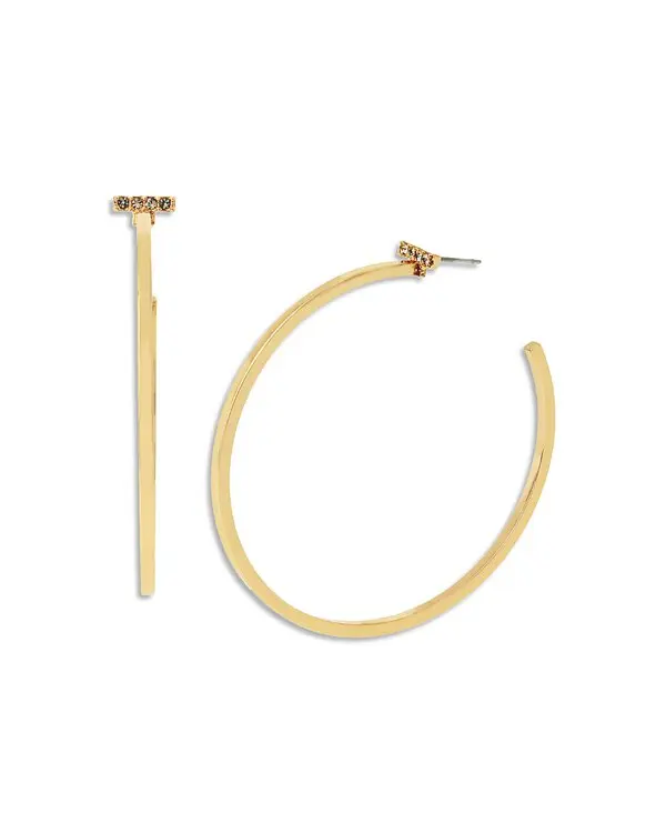 ALLSAINTS Pave Bar Large Hoop Earrings - Gold