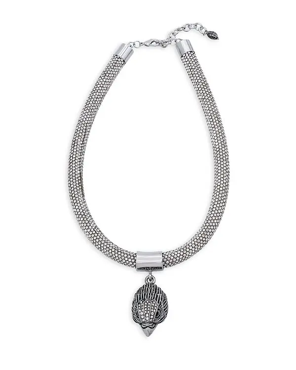 Kurt Geiger Shimmer Mesh Eagle Collar Necklace - Silver