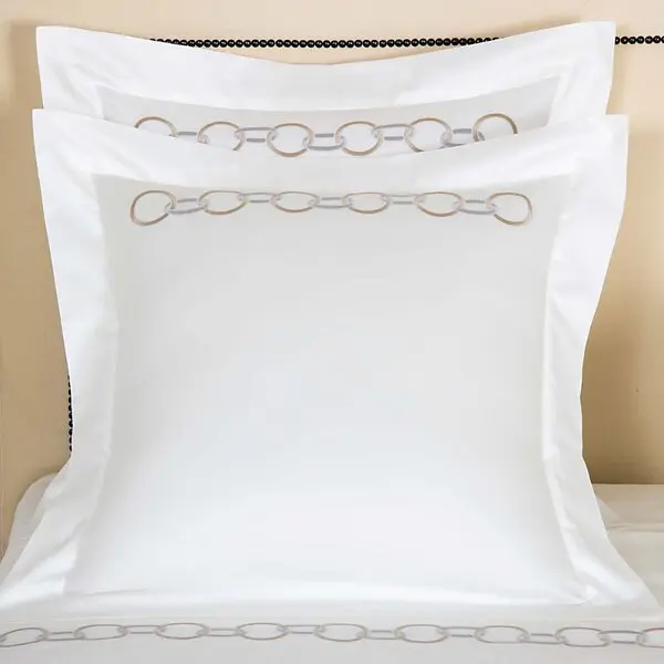 Frette Links Embroidery Euro Sham - Savage Beige/scoglio
