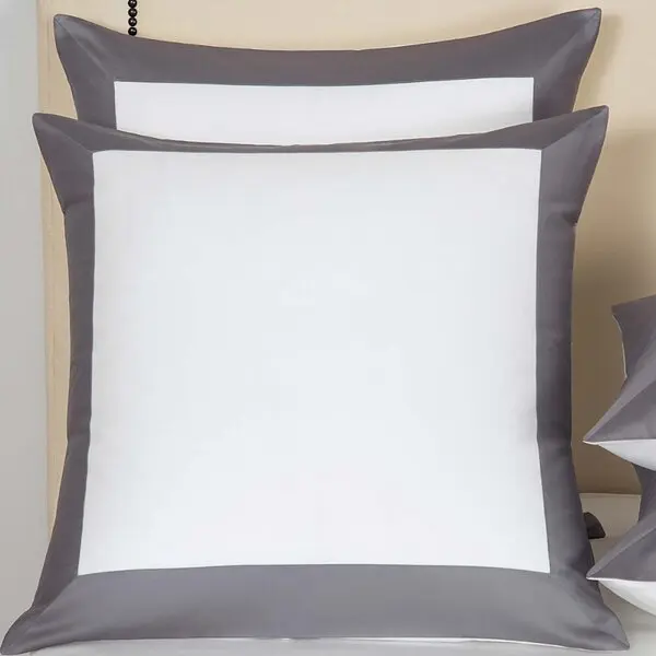 Frette Bold Euro Sham - Milk/slate Gray
