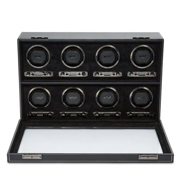 Wolf British Racing 8 Piece Watch Winder - Black