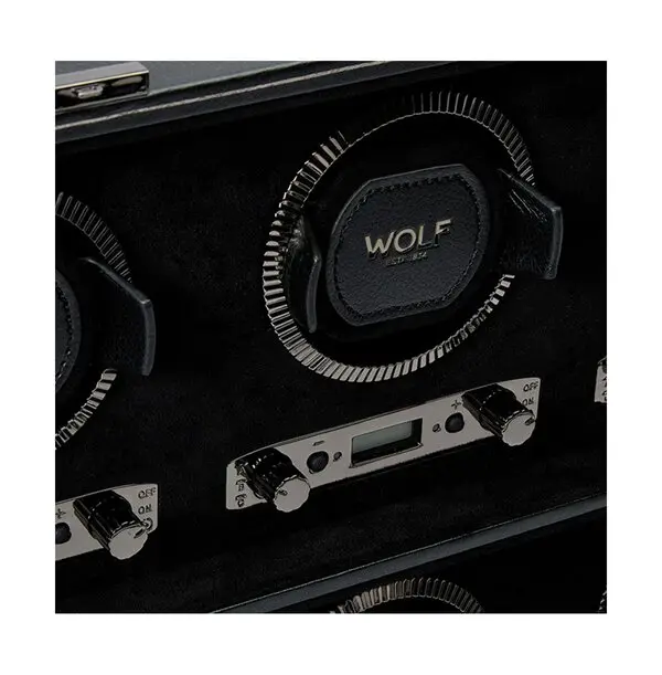 Wolf British Racing 8 Piece Watch Winder - Black