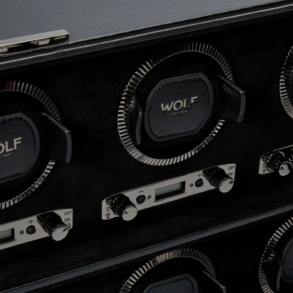Wolf British Racing 8 Piece Watch Winder - Black