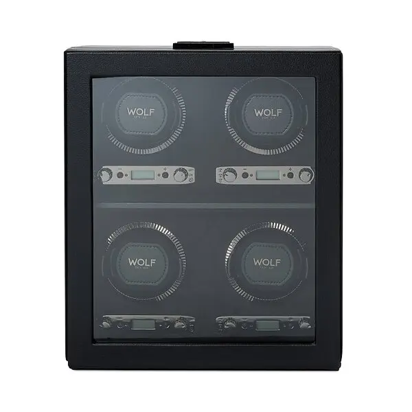Wolf British Racing 4 Piece Watch Winder - Black