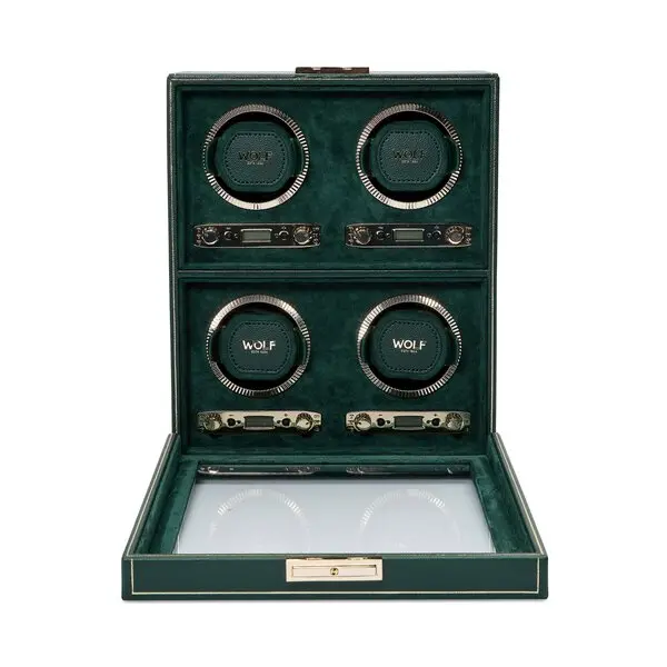Wolf British Racing 4 Piece Watch Winder - Green