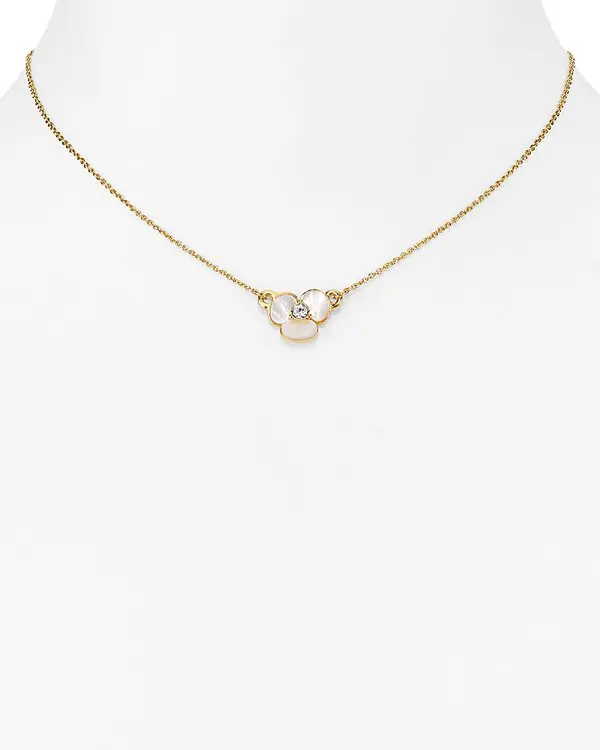 Kate Spade New York Mini Floral Pendant Necklace, 14 - White/gold