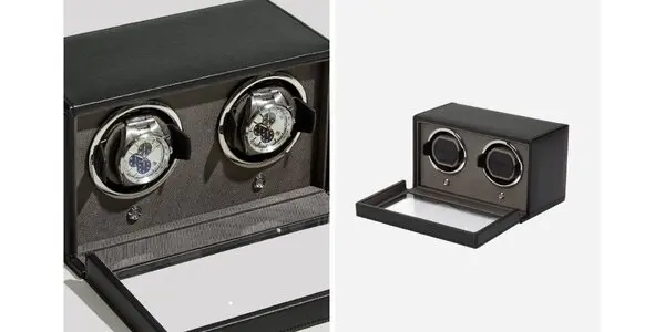 Wolf Cub Double Watch Winder With Cover - Black