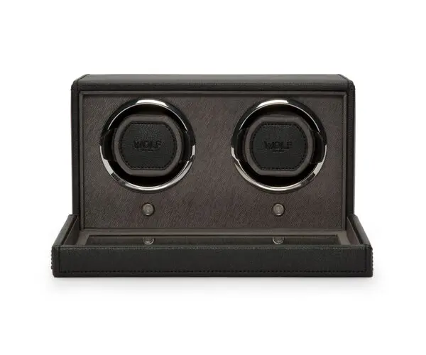Wolf Cub Double Watch Winder With Cover - Black
