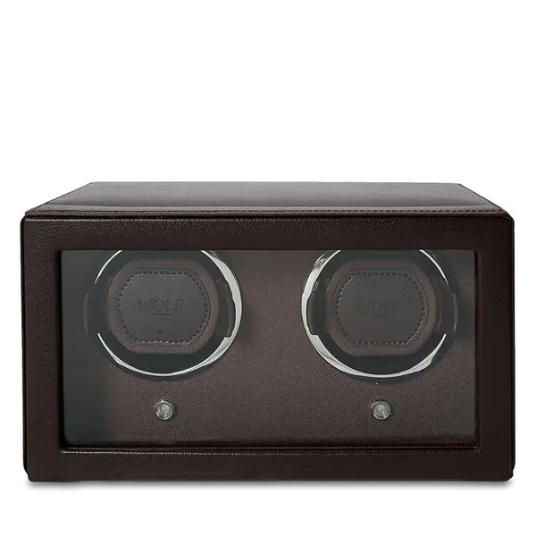 Wolf Cub Double Watch Winder With Cover - Brown