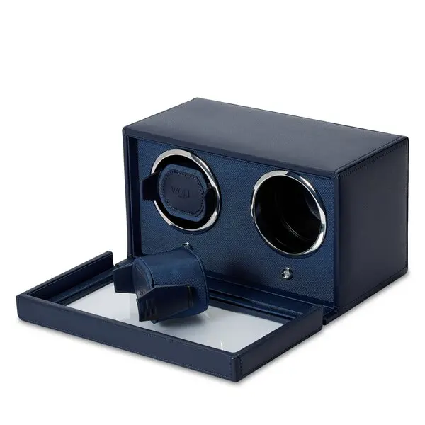 Wolf Cub Double Watch Winder With Cover - Navy