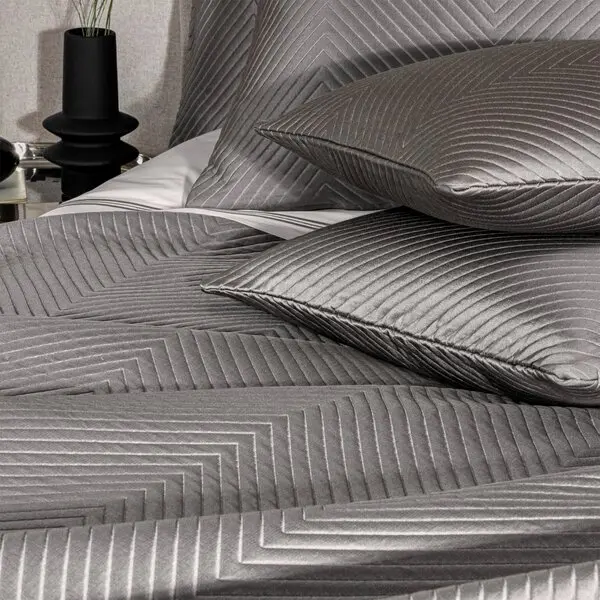 Frette Lux Herringbone Coverlet, King - Slate Gray