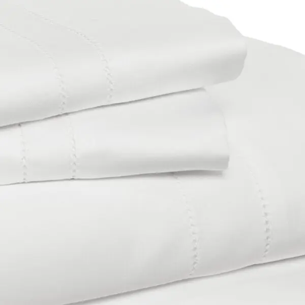 Frette Essentials Doppio Ajour 4 Piece Queen Sheet Set - White