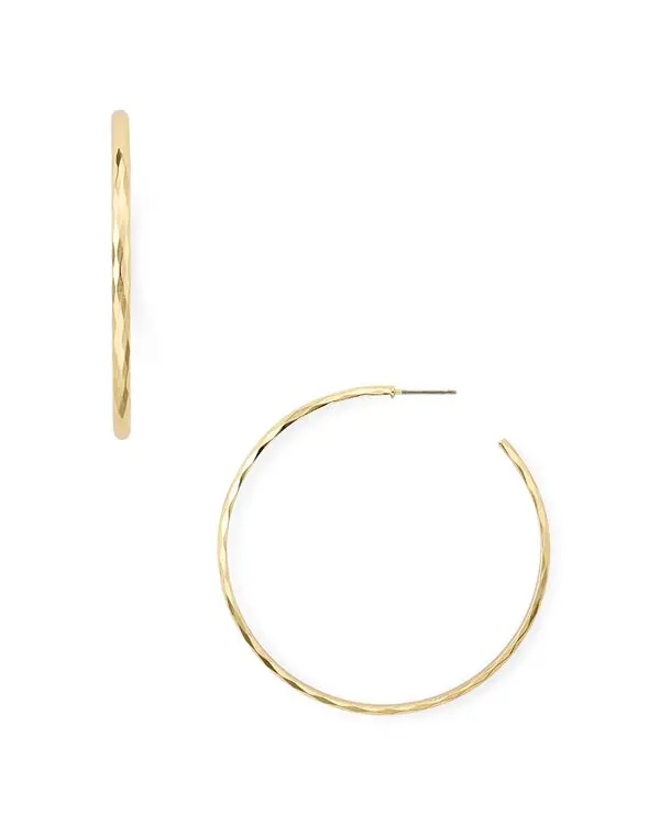 Aqua Hammered Hoop Earrings - Gold