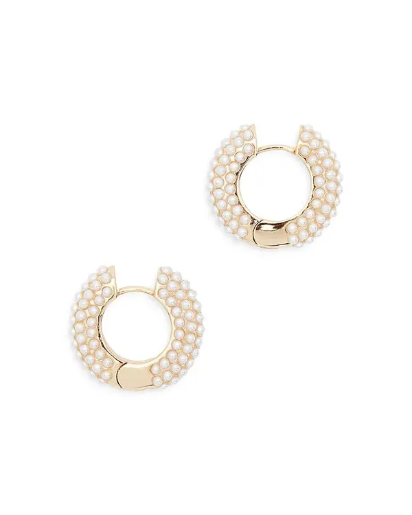 ALLSAINTS Chunky Imitation Pearl Huggie Earrings - White/gold