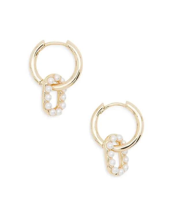ALLSAINTS Imitation Pearl Huggie Earrings - White/gold