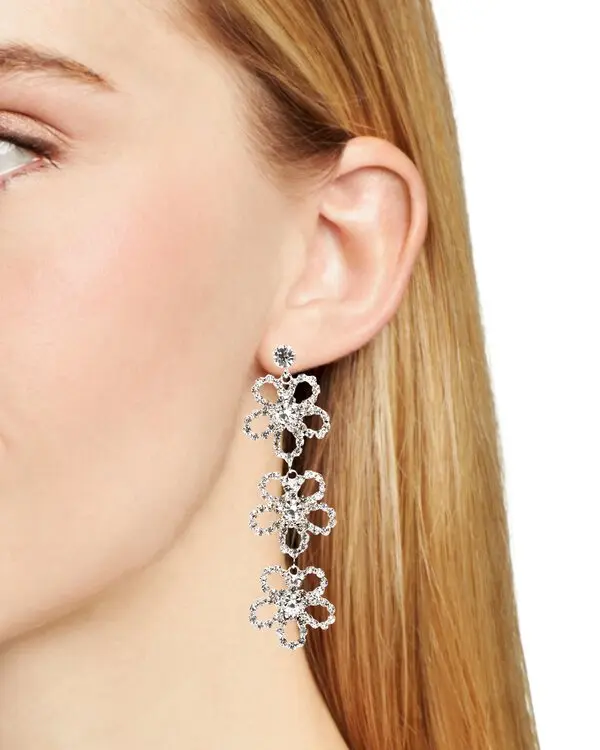 Aqua Flower Drop Chandelier Earrings