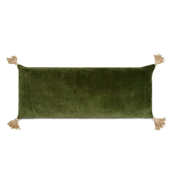 SURYA Velvet Kantha Lumbar Pillow, 13l X 36w