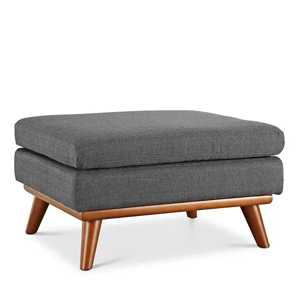 MODWAY Engage Upholstered Fabric Ottoman - Gray