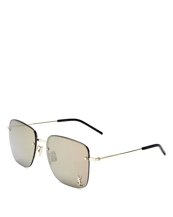 Saint Laurent Square Sunglasses - Gold/green Solid